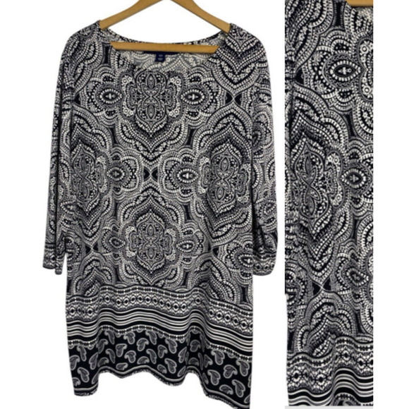 Denim 24/7 | Tops | Denim 247 Tunic Top Size 8 2 Black Paisley Slinky ...